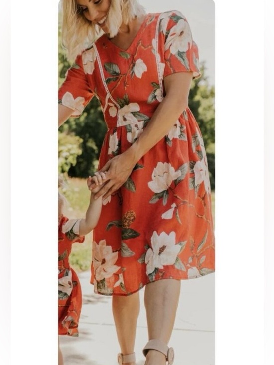 Roolee | Dresses | Roolee Womens Red Floral Magnolia Linen Dress | Poshmark